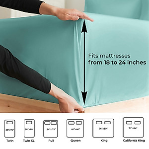 Extra Deep Twin XL Sheet Set - 4 Piece Breathable & Cooling Sheets - Hotel Luxury Bed Sheets Set - Easy Fit - Soft, Wrinkle Free & Comfy Sheets Set - Spa Blue Sheet Set w/Extra Deep Pockets