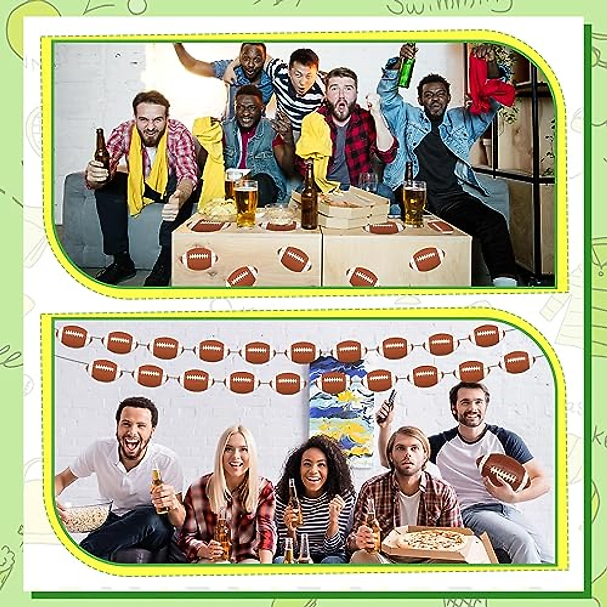 Tenceur 80 Pcs Sports Party Cutout 5.91 Inch Sports Party Decorations Paper Ball Cut Outs with Glue Point Dots Bulletin Board Decorations(Football)