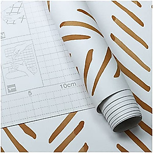 HAOKHOME 96101-3 Boho Peel and Stick Wallpaper Brush Strokes Stripes Removable Terracotta/White Chevron Vinyl Self Adhesive Mural 17.7in x 9.8ft