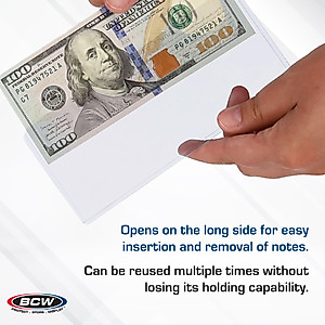 BCW Currency Topload Holder for Regular Bills, Clear, 25-Count