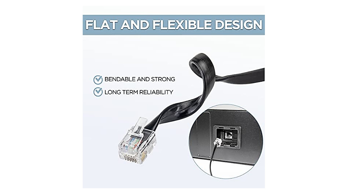 5ft RJ11/RJ12 Cable [2 Pack] - High-Speed Data for POS & Phone