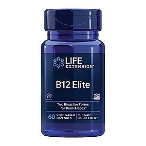 Life Extension B12 Elite - 1000mcg Vitamin B12 Supplement for Energy Metabolism, Brain and Nerve Health – Non-GMO, Vegetarian, Gluten-Free – Dissolvable and Chewable 60 Lozenges