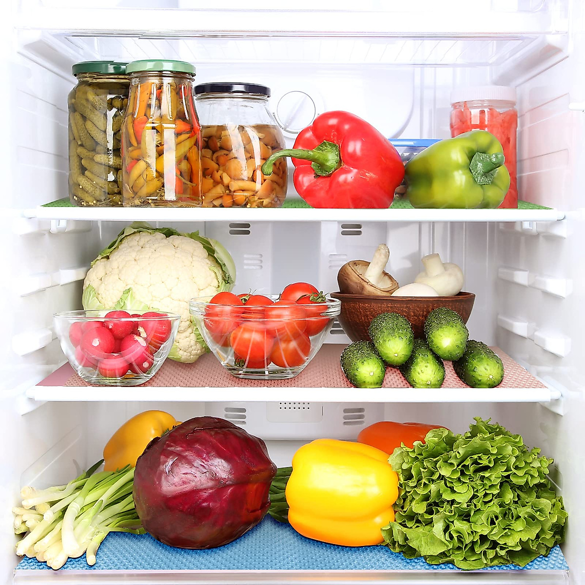 TIONTURE 4 Pcs Refrigerator Liners Refrigerator Mats EVA Fridge Liner for Glass Shelves Washable Refrigerat Mat Fridge Mats for Refrigerators Cabinets Wardrobes Drawers