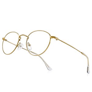 RB.Pilot Small Metal Round Reading Glasses for Women Men Classic Vintage Retro Shades Blue Light Blocking Computer Readers (Gold, 1.75)