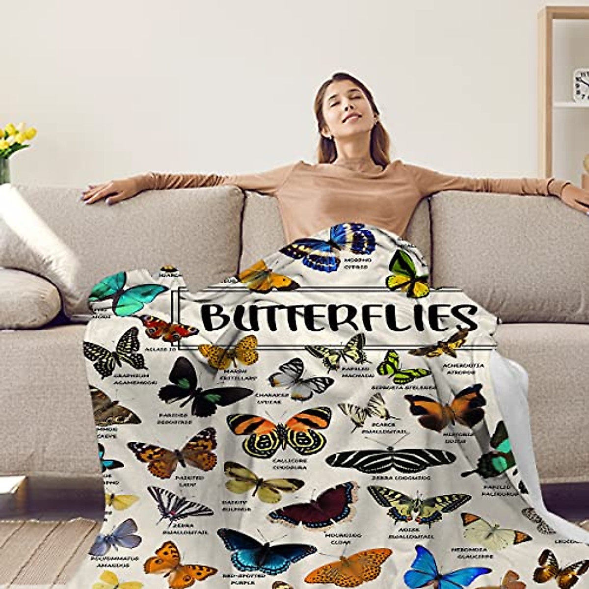 Butterfly Blanket for Boys and Girls - Ultra Soft Throw for Butterfly Lovers, Lightweight Cozy Kids Gifts for Christmas, Bed, Couch, Sofa - 40x50in