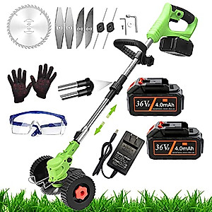 Electric Weed Wacker Cordless, Electric Weed Eater Battery Powered 36V 4.0Ah Retractable Grass Trimmer Edger Lawn Tool, Lightweight Brush Cutter