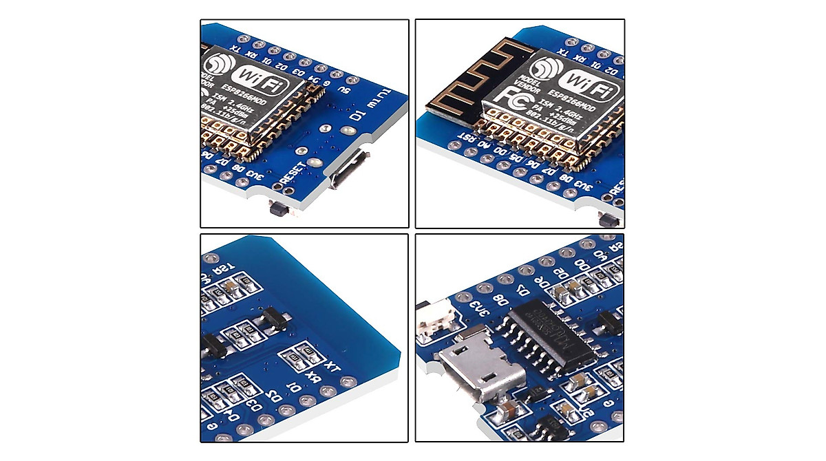 QCCAN 4PCS ESP8266 ESP-12 ESP-12F NodeMcu Mini D1 Module WeMos Lua 4M ...