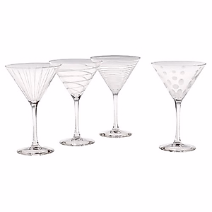 Mikasa Cheers Wine Glasses and Martini Glasses, Set of 8, Whimsical Etched Glassware