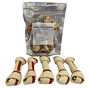 DOGCHEWZ™ Rawhide Free Knotted Bone Dog Chew Treats for Small & Medium Dogs - Size 5 inches (5 Count/Bag) - Chicken Flavored - Gluten Free