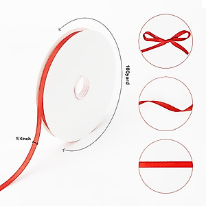 100 Yard Christmas Ribbon,1/4 Inch Red Ribbon for Gift Wrapping,Ribbon Double Faced Satin Ribbon for Flower Bouquet Hair Bow,Floral Fabric Ribbons for Crafts,Valentine Wedding Ribbon Decoration