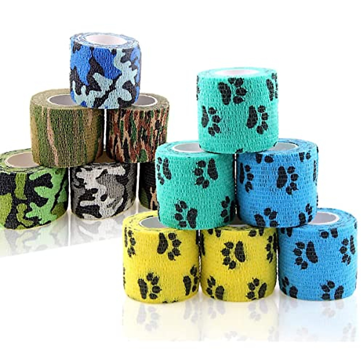 AUPCON Vet Wrap Cohesive Bandages Bulk Self Adhesive Bandage Wrap Self Adherent Wrap Non-Woven for Dogs Pet Animals & Ankle Sprains & Swelling 2 Inch x 5 Yards