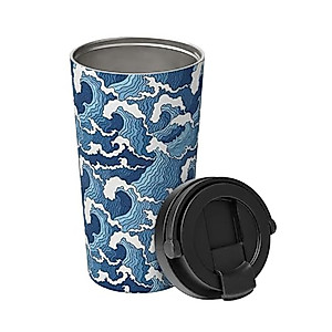 WANGXUEE Stormy Sea Print 500ml Stainless Steel Travel Tumbler Double Wall Vacuum Insulated Coffee Mug