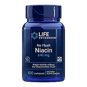 Life Extension No Flush Niacin 640 mg - Flush Free Vitamin B Supplement with Inositol for Healthy Metabolism and Cholesterol Management – Non-GMO, Gluten-Free - 100 Capsules