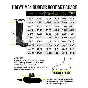TIDEWE Rubber Boots for Men Multi-Season, Waterproof Rain Boots with Steel Shank, 6mm Neoprene Sturdy Rubber Outdoor Hunting Boots Size 10 (Black)