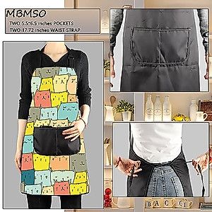 MBMSO Funny Cat Apron with Pockets Cat Kitchen Cooking Chef Baking Apron Cat Lady Gifts for Cat Lover Mom Gifts Kitten Aprons (Funny Cat Apron)