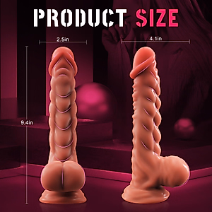 Realistic Dildos Sex Toys for Women - 9.6" Fantasy Silicone Dildo with Strong Suction Cup for Hand-Free Play Soft Penis Practice Oral Sex ，G-Spot Anal Stimulation Adult Toys for Men Gay & Couple