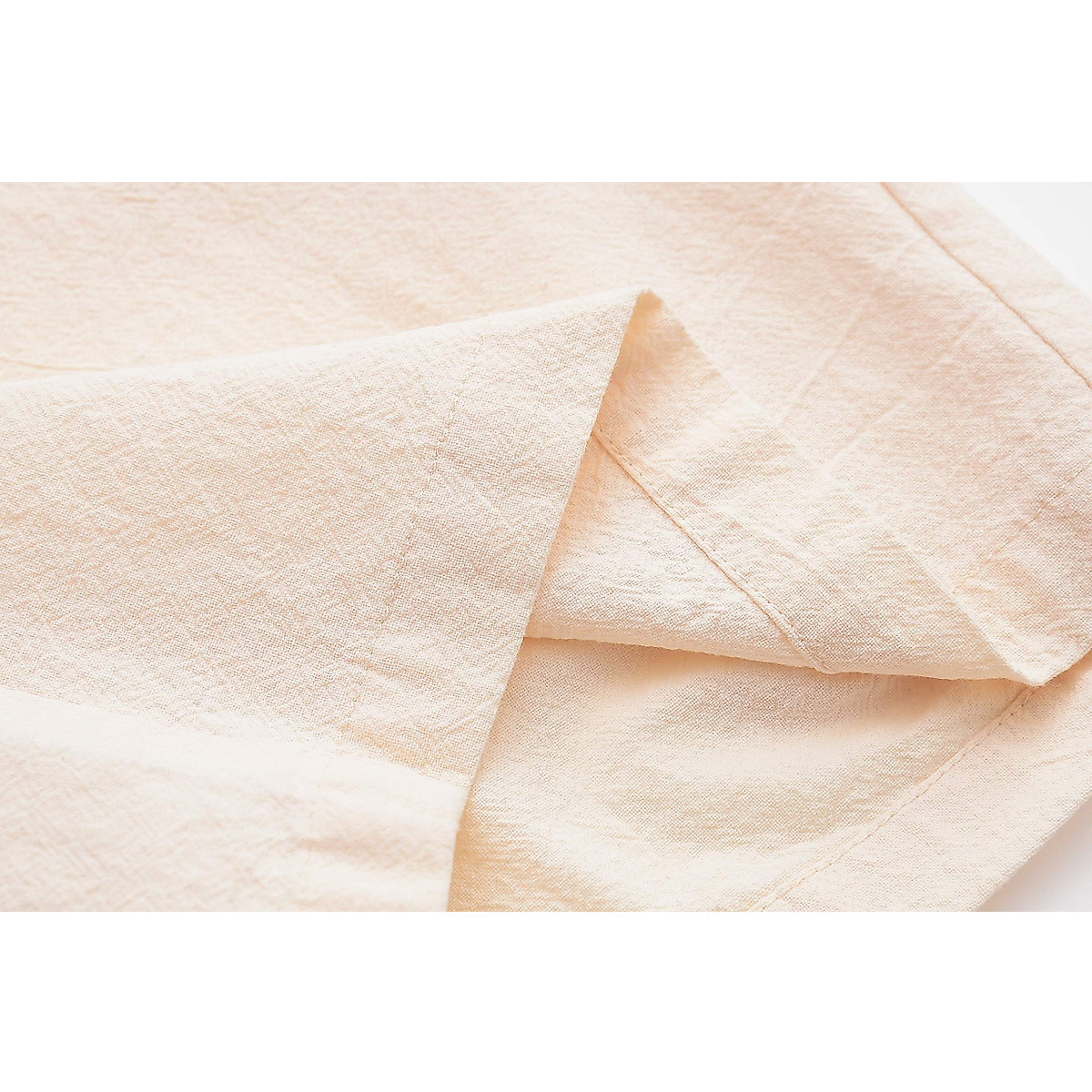 SIR7 Men's Linen Casual Classic Fit 11 Inch Inseam Elastic Waist Shorts with Drawstring Beige X-Large