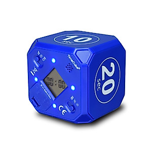 Time Cube Plus Preset Timer for HIIT Workouts, Fitness and Exercise Routines, Cardio and Cross Fit Countdowns, Blue, 10, 20, 30 and 60 Seconds