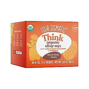 Four Sigmatic Lion's Mane Mushroom Elixir | Coffee Alternative with Organic Lion's Mane Mushroom Powder, Rhodiola & Rose Hips | Immune & Memory Support | Paleo | Pack of 20