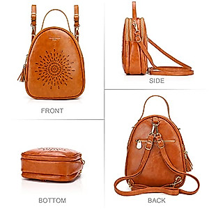 APHISON Fashion Mini Backpack Purse for Women Cute Small Backpacks PU Leather Crossbody Shoulder Bags Handbags Multifunctional and Large-Capacity Daypack Purse L-BROWN