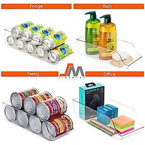 Set of 2 - JinaMart Refrigerator Organizer Bin Pop Soda Can Beverage Holder for Fridge, Kitchen, Countertops, Cabinets - Clear Plastic Can Dispenser and Canned Food Pantry Storage Rack (Without Lid)