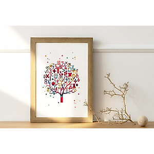 Math Symbols Tree Watercolor Art Print Mathematics Wall Decor Educational Poster Math Classroom Wall Art Mathematical Symbols Math Teacher Gift 8x10 inc. Unframed Print