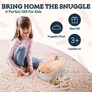 Snug A Babies Corgi Stuffed Animals with Babies Inside - 14 inch Mommy and 4 Baby Puppies Plush for Imaginative Play - Soft Cuddly Companion for Kids - Stuffed Animals for Girls Ages 3 to 8 Years
