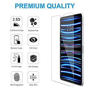 BASE MALL [2+2 Pack] iPad Pro 11-inch Tempered Glass Screen Protector + iPad Pro 4th/3rd/2nd Generation Camera Lens Protector, Apple Pencil/Face ID Compatible/Easy Installation/HD Clear