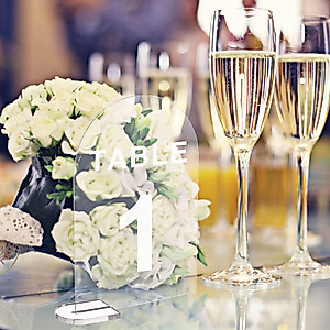 uxcell 30pcs Clear Arch Acrylic Sign with Stand, Acrylic Arch Table Numbers for Wedding Reception Party Restaurant Centerpieces Decor (5.7 Inch x 3.7 Inch)