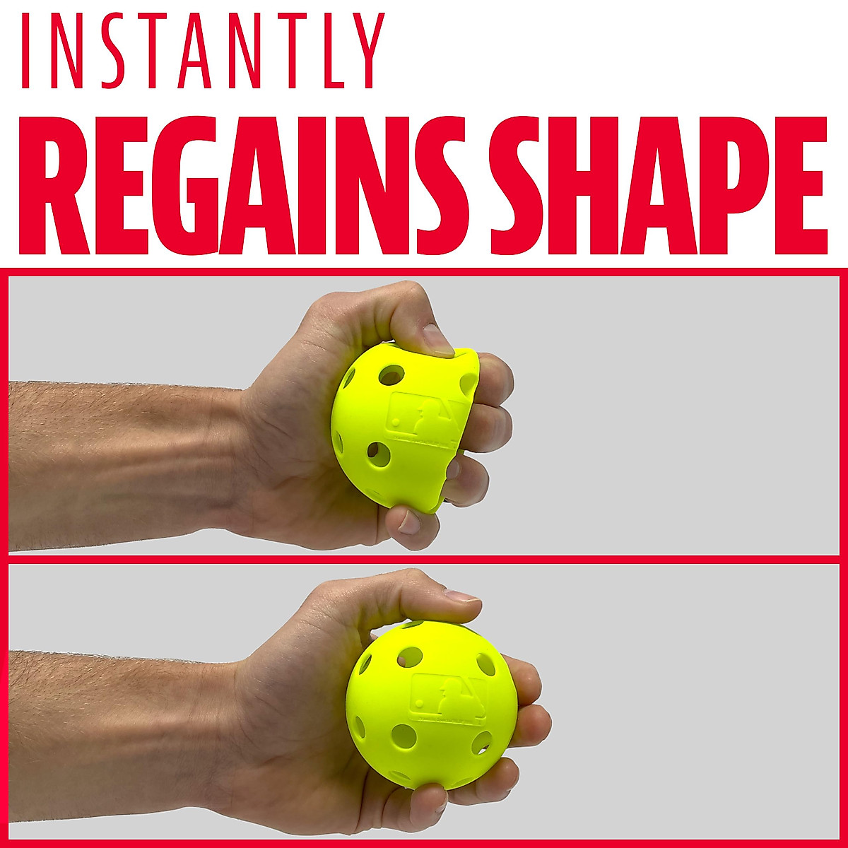 Franklin Sports Plastic Baseballs - Indestruct-A-Ball Plastic Batting Practice Baseballs - Plastic Training Balls - MLB Official Size - Yellow - 8 Pack