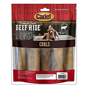 Cadet Premium Grade Beef Hide for Dogs, Rawhide Long Lasting Dog Chews, Chips, Curls & Rolls for Small/Medium/Large Dogs
