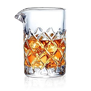 KITESSENSU Bar Cocktail Mixing Glass, 12 Inches Stainless Steel Bar Spoon and Stainless Steel Classic Hawthorne Spring Cocktail Strainer with Long Handle Bundle