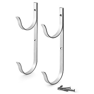 Aquatix Pro Pool Pole Hanger Premium 2pc Aluminium Holder Set, Ideal Hooks for Telescopic Poles, Skimmers, Leaf Rakes, Nets, Brushes, Vacuum Hose, Garden Tools and Swimming Pool Accessories (1)