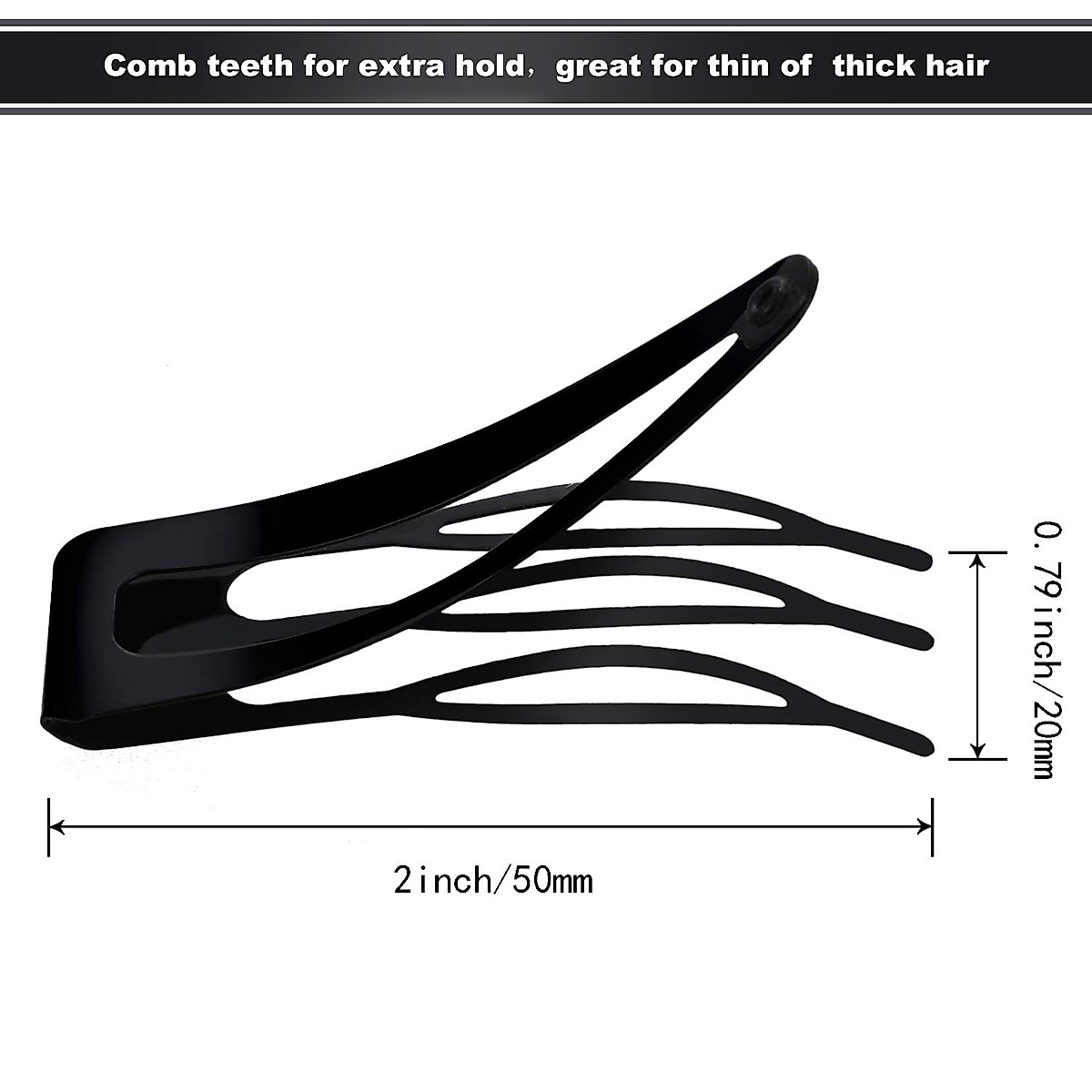 32 Pieces Hair Clips Set - 3 Prong Double Grip Metal Barrettes, Hair Comb Accessories for Women, Girls Hair Accessories (Black)