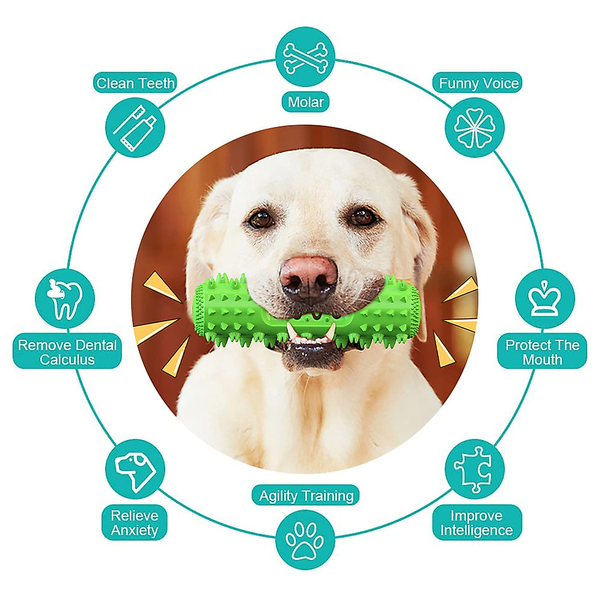 Aboutbaby Dog Chew Toy, Durable Rubber Dogs Squeaky Toys for Aggressive Chewers, Indestructible Puppy Toys for Training and Cleaning Teeth, Interactive Pet Toys for Small Medium Dog