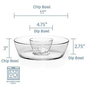 Mikasa Glass Napoli Chip and Dip Set, 11-Inch, 2-Piece, Clear