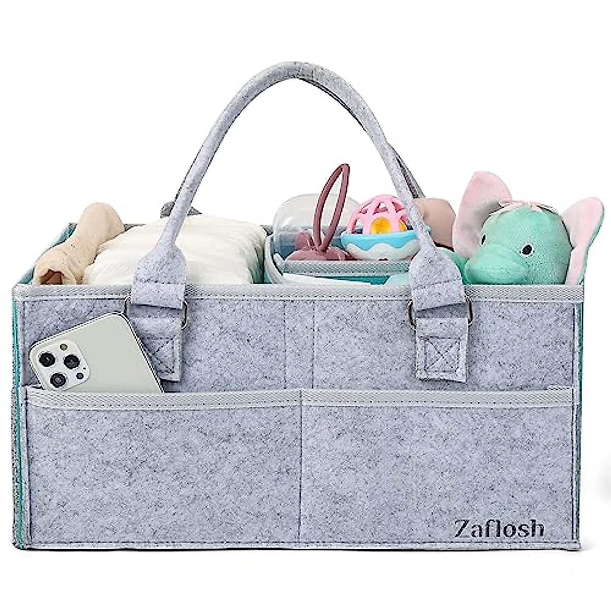 Zaflosh Baby Diaper Caddy Organizer, Large Size Diaper Organizer with Removable Dividers, Car Diaper Caddy, Baby Organizer for Changing Table, Nursery Storage Caddy for Baby Essentials
