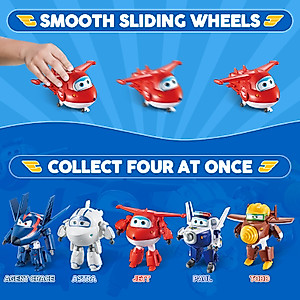 Super Wings - 5" Transforming 5-Pack Jett, Paul, Todd, Astra and Agent Chase | Airplane Toys Action Figures | Preschool Toy Plane for 3 4 5 Year Old Boys and Girls | Birthday Gifts for Kids , Red
