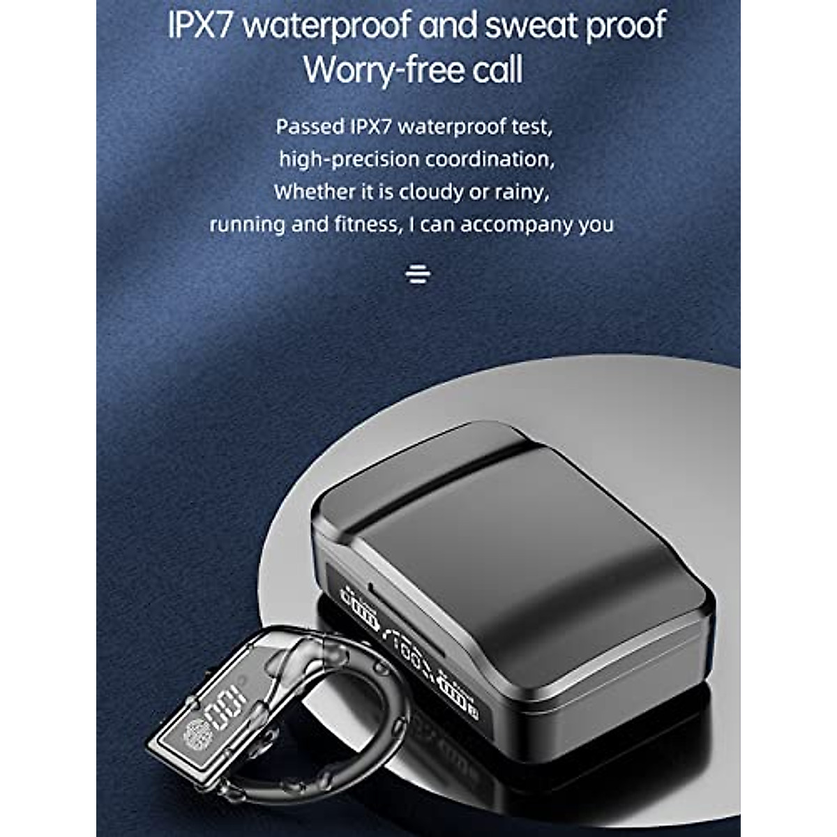 KEMBO B01 Wireless Earbuds Earhooks AI Intelligent Noise Cancelling Earbuds Built-in Mic Waterproof Bluetooth Headphone Touch Control High Sound Quality Over-Earbuds for Android iPhone Apple Samsung