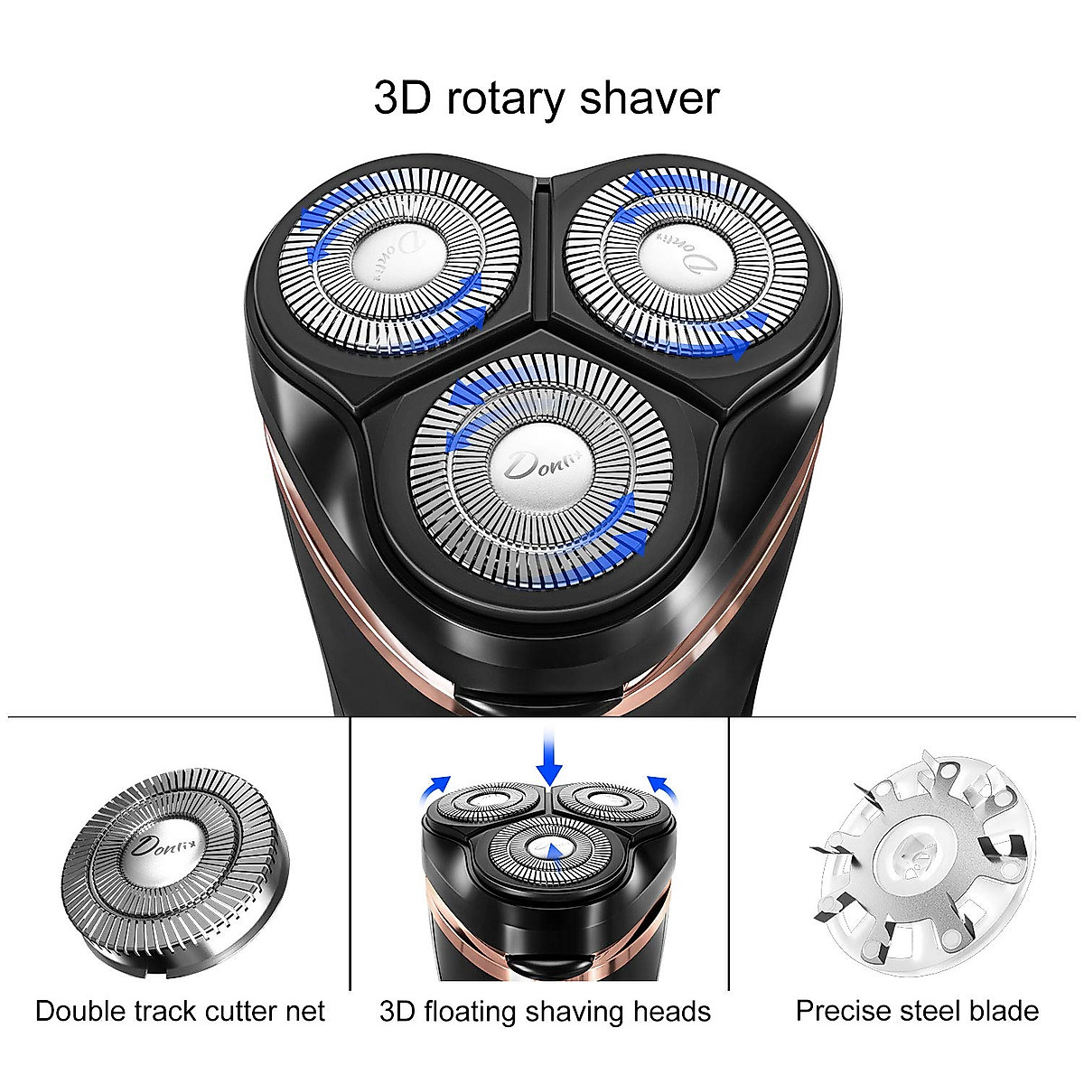 donlix Electric Shavers for Men Razor 8500 RPM Face Shaver with Pop-up Beard Trimmer Wet Dry Use, Waterproof Electric Razor for Men Women Cord/Cordless Rechargeable (CHA)