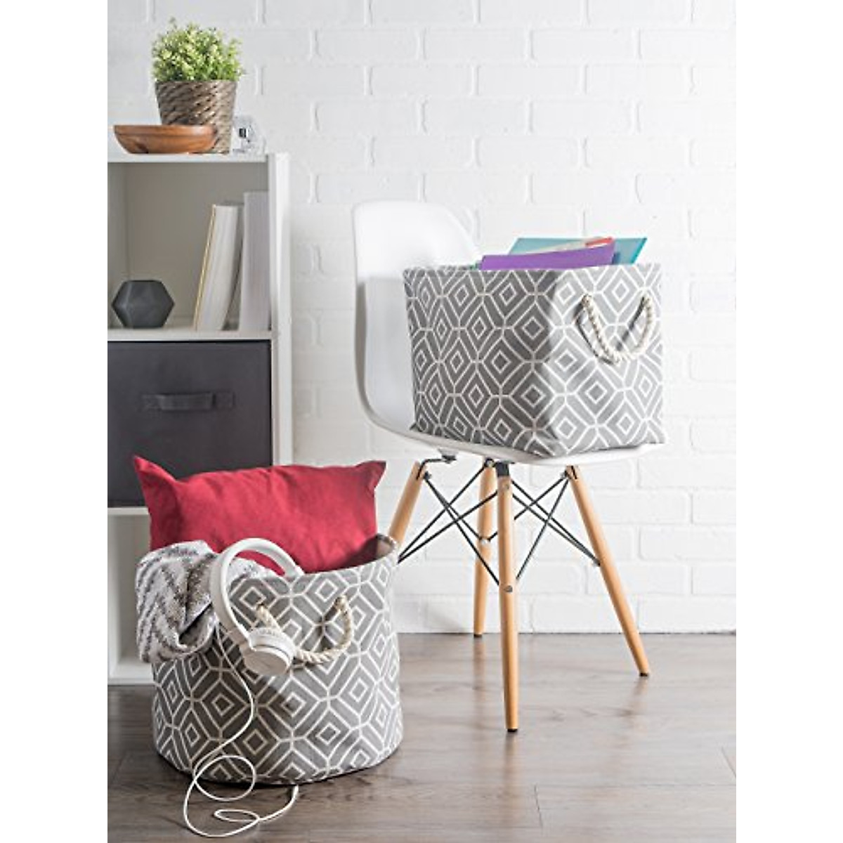 DII Collapsible Polyester Storage Bin, Stained Glass, Gray, Large Rectangle