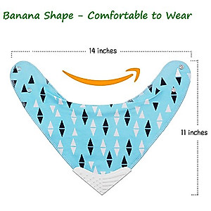 Teething Bibs Baby Bibs Bandana Drool Bib with BPA-Free Silicone Teether for Boys & Girls, Babies & Toddlers by Giftty (5-Pack)