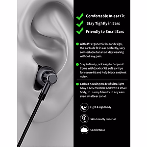 USB C Headphones for Samsung S24 S23 Ultra S22 S21 FE S20 A54 A53 Note 20 10+ Wired Earbuds Noise Canceling in-Ear Type C Earphone with Microphone Stereo Bass for iPhone 15 16 Pixel 8 7 6, Metal-Grey