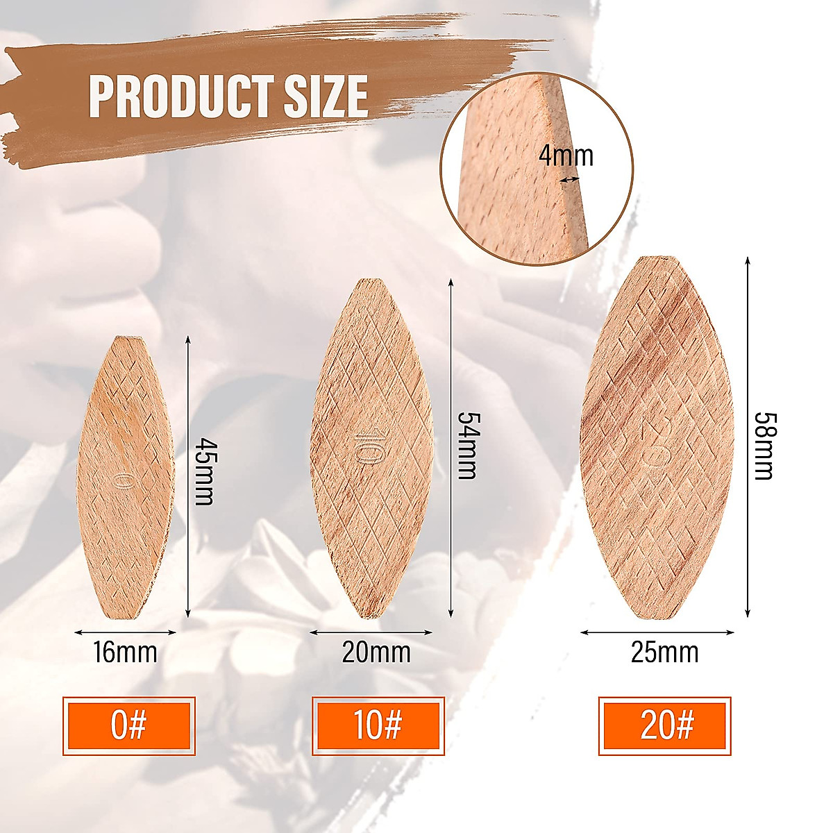 Beechwood Joiner Biscuits Number 0, 10, 20 Wood Joining Biscuits Woodworking Biscuits Assorted Beech Wood Chips for Crafting Woodworking(150 Pieces)