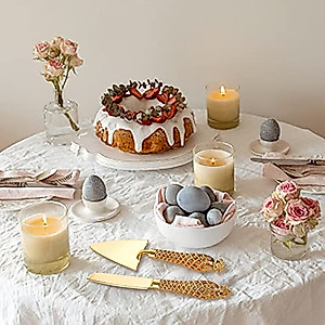 yarlung Gold Cake Knife and Server Set, Elegant Wedding Cake Cutting Serving Set with Luxurious Handle, Pie Cutter Spatula Utensils for Birthday Party Events, Valentine's Day Gift