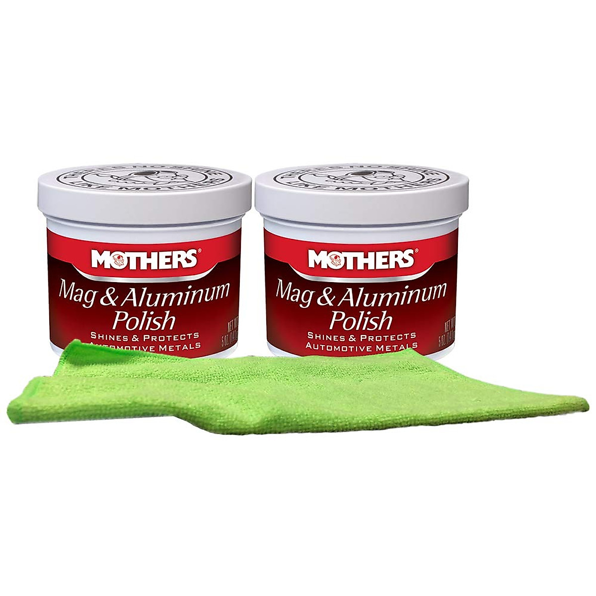 Mothers Mag & Aluminum Polish 5 oz Bundle with Microfiber Cloth (3 Items)
