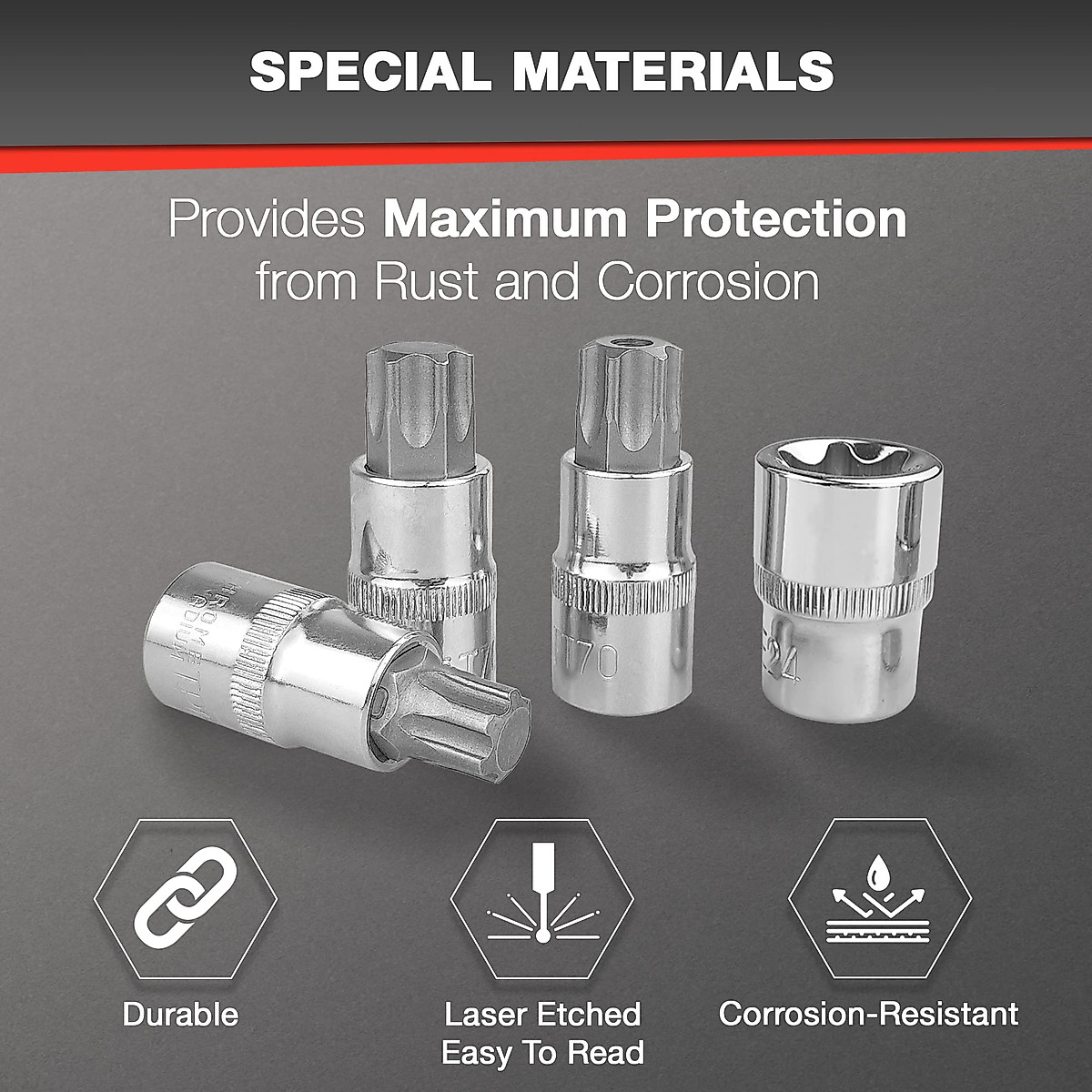 EACELIY 60pcs Torx Bit Socket Set, Hex Star Sockets, S2 and CR-V Steel, Includes Torx E socket (E4-E24), Torx Bit Socket (T6-T70), Torx Tamper Bit Socket (TT6-TT70), Torx Plus Bit Socket (TP8-TP60)