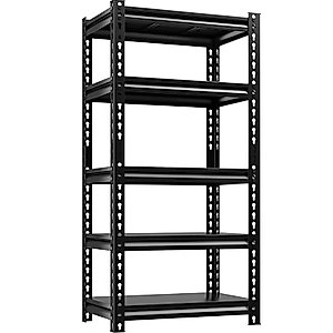 REIBII Storage Shelves 5-Tier Adjustable Garage Storage Shelving Heavy Duty Metal Shelving Utility Rack Shelf Unit for Warehouse Pantry Closet Kitchen,12" D x 27.5" W x 60" H