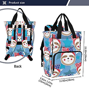 Patriotic Sloth Diaper Bag Backpack for Baby Boys Girls Multifunction Baby Essentials Travel Tote with Stroller Straps & Bottle Storage Baby Diaper Bag for Shopping Hiking Traveling Moms Dads