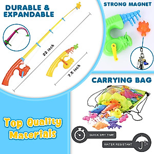 Goody King Magnetic Fishing Game Pool Toys for Kids - Outdoor Indoor Carnival Party Water Bath Toy for Toddlers 1-3 4 5 6 Years Old 2 Players Gift (Medium)